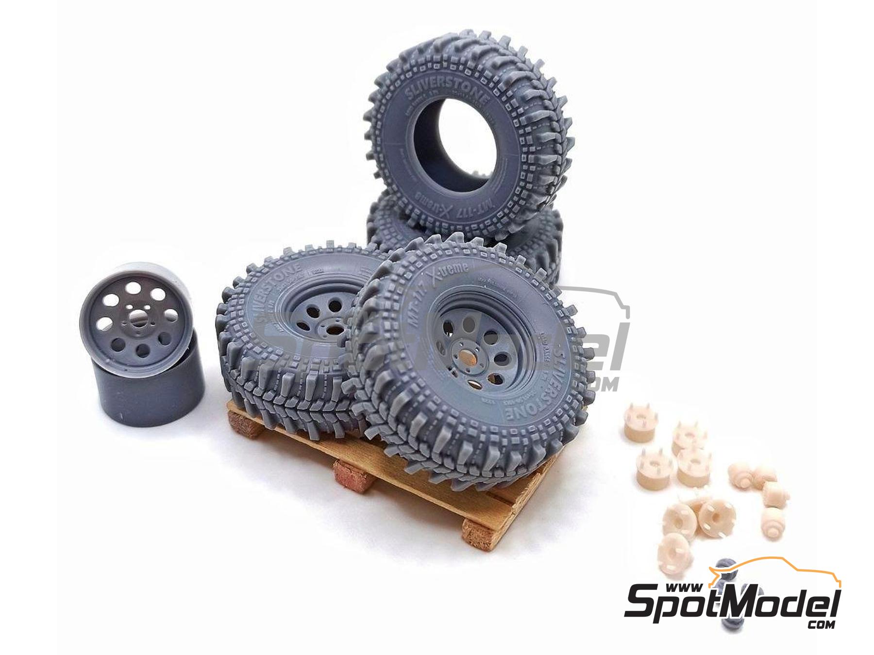 Yamamoto Model Parts YMPRIM20: Rims and tyres set 1/24 scale - Extreme all-terrain tires + 15 ...